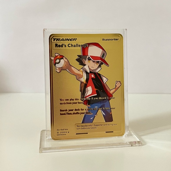 Pokemon | Other | Pokemon Trainer Reds Challenge 23214 Metal Gold Card ...